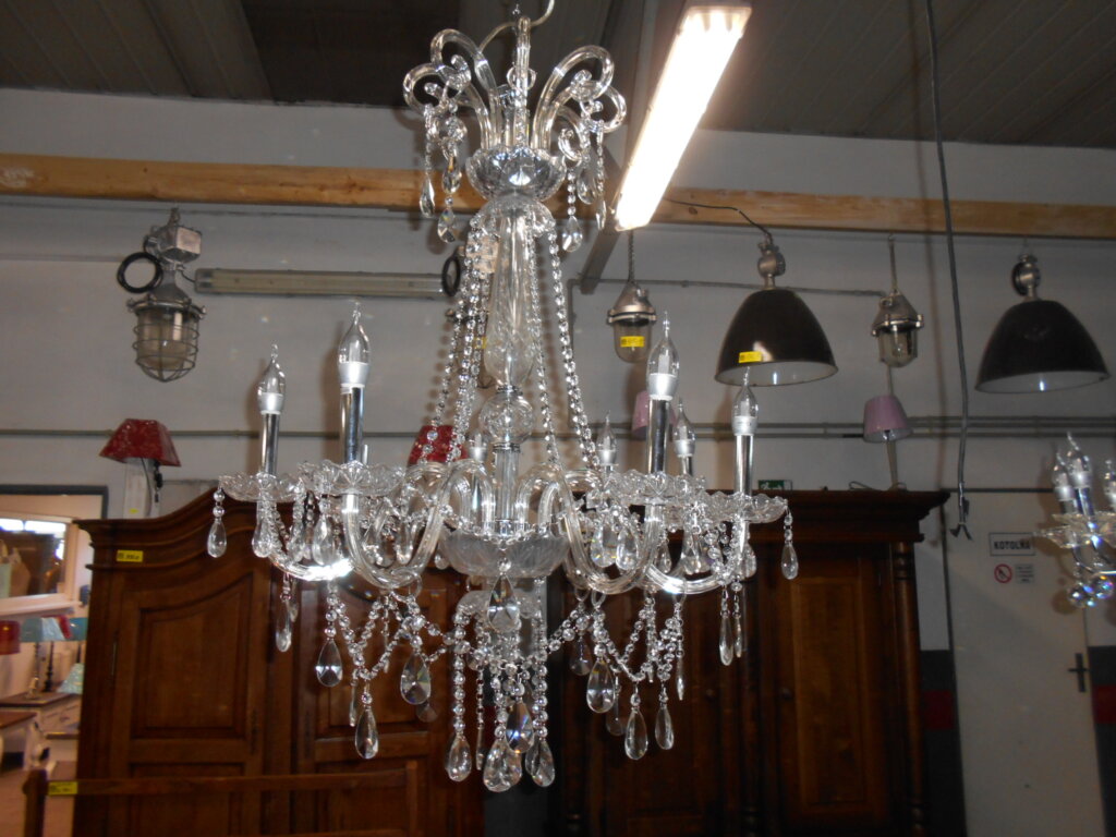 Kryštálový luster z priezračného skla - Nabytok furniture antique